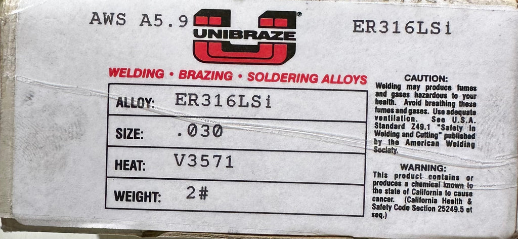 Unibraze 316 030 x 2# – McGregor Welding Supply
