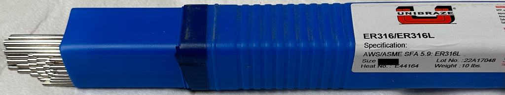 Unibraze 316/316L 1/8" x 36" x 10# – McGregor Welding Supply